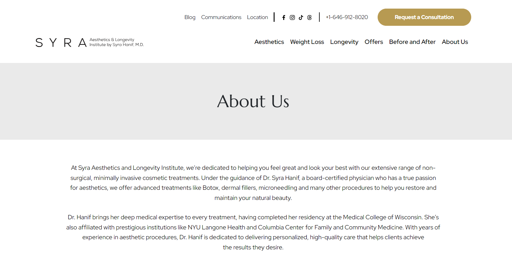 About Us | Dr. Syra Aesthetics & Longevity Institute