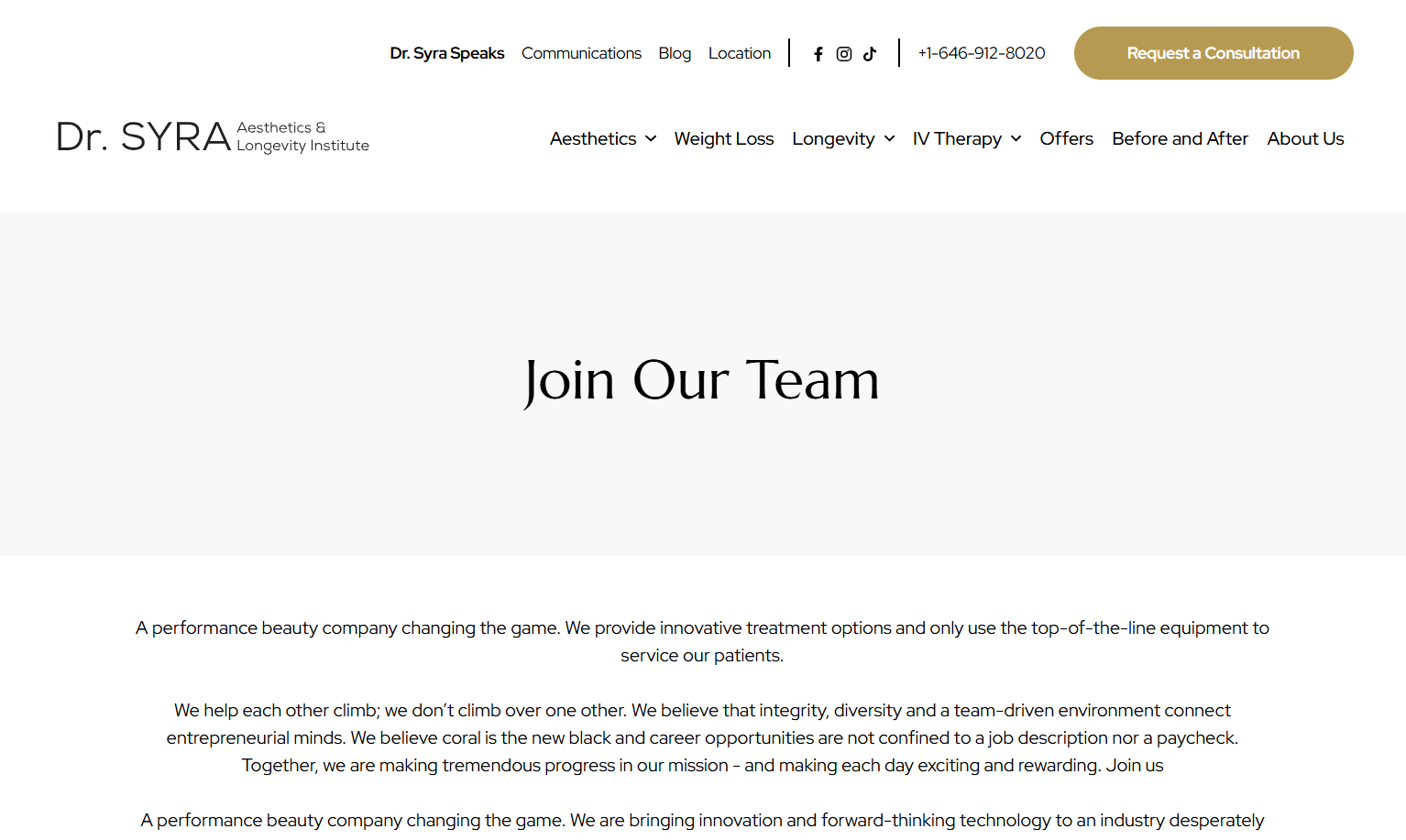 Careers | Dr. Syra Aesthetics & Longevity Institute