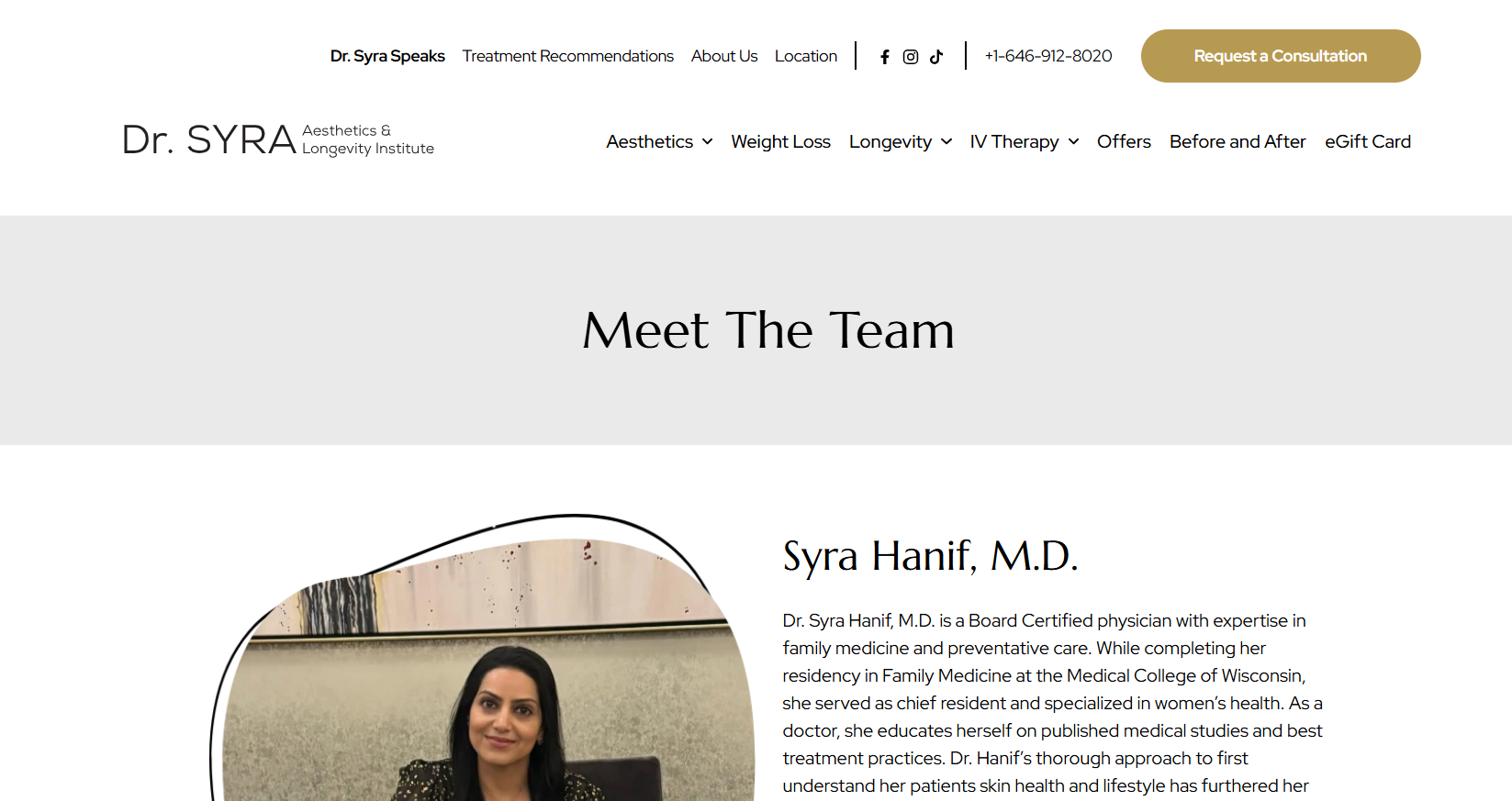 Meet The Team | Dr. Syra Aesthetics & Longevity Institute